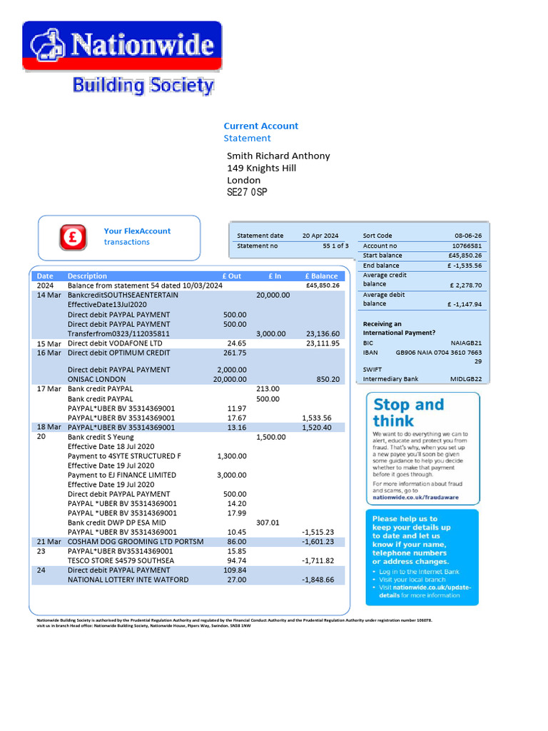 UK Nationwide Word PDF | PDF | Overdraft | Cash