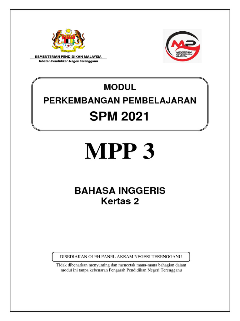 Kertas Trial English Terengganu Mpp3 k2 2021 | PDF