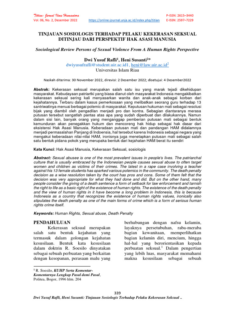 Kekerasan Seksual Jurnal Referensi | PDF