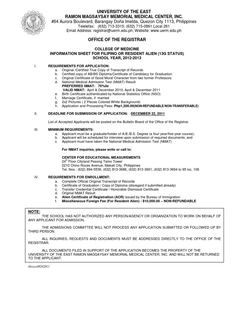 UERM - Application Form | Medical School | Academia