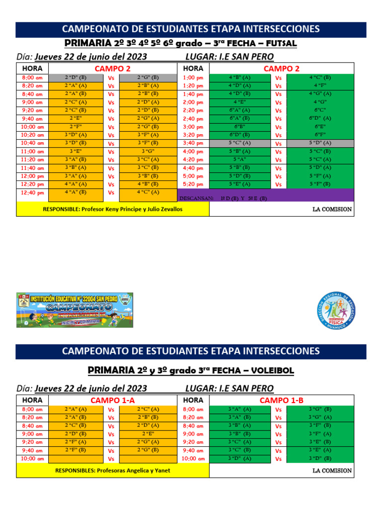 Fixure 3er Fecha 2º3º4º5º6º Grados | PDF