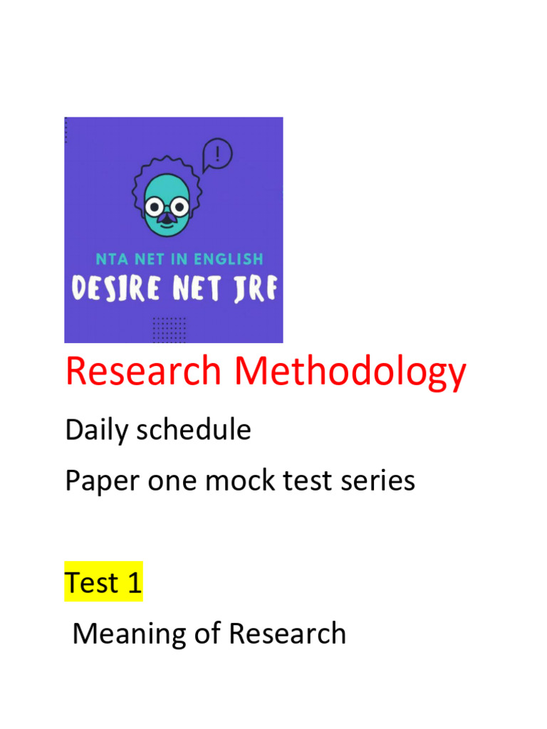 Research Methodology Mock Test Shedule Paper One | PDF | Methodology ...