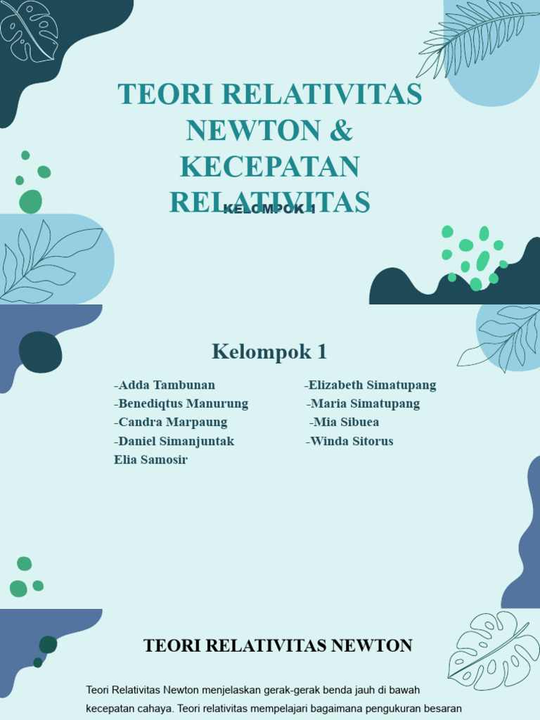 Teori Relativitas Newton & Kecepatan Relativitas KLMPK 1 | PDF | Ilmu ...