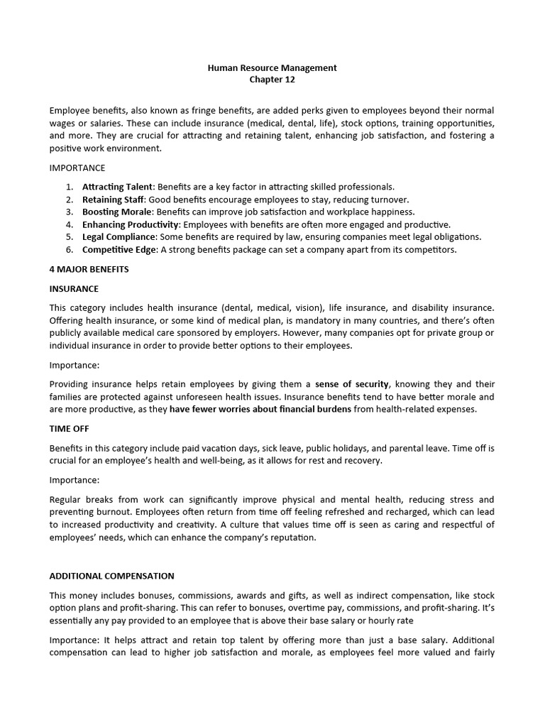 CHPTR 12 Employee Benefits Skit | PDF | Employee Benefits | Employment