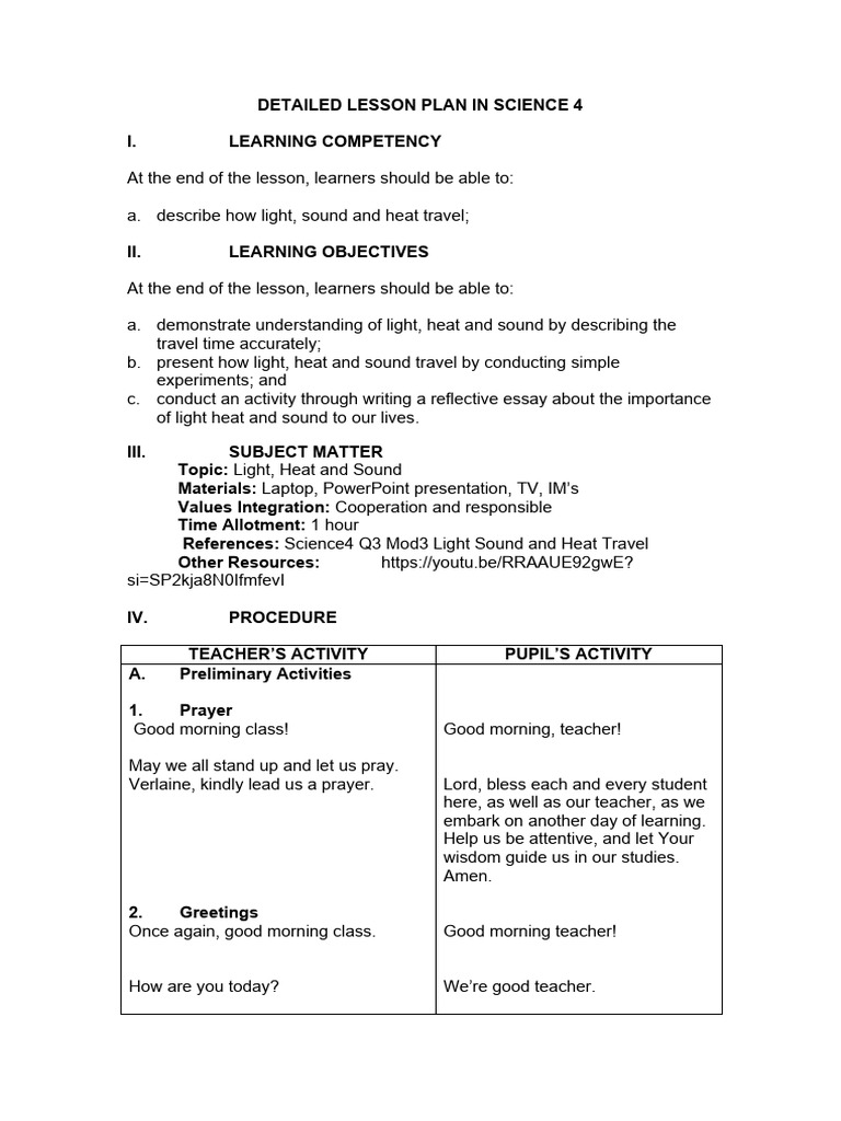 DETAILED-LESSON-PLAN-IN-SCIENCE-4 | PDF | Heat Transfer | Heat