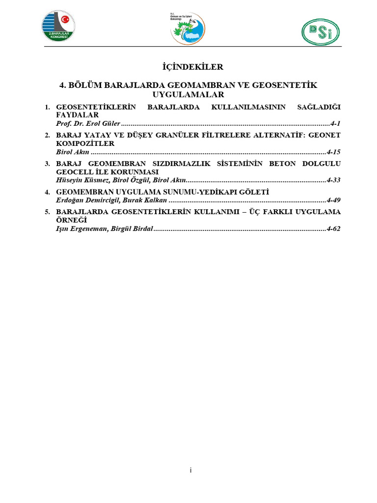 Bölüm 4 Barajlarda Geomambran Ve Geosenteti̇k Uygulamalar | PDF