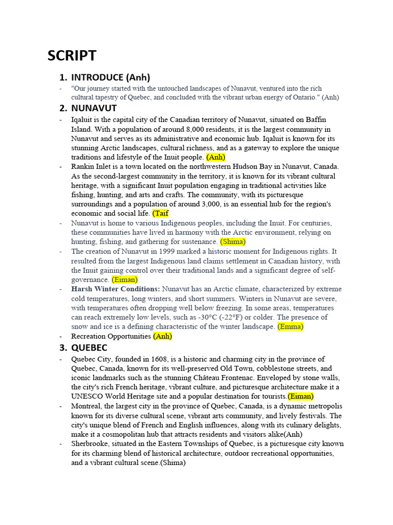 SCRIPT1 | Download Free PDF | Inuit | Ontario