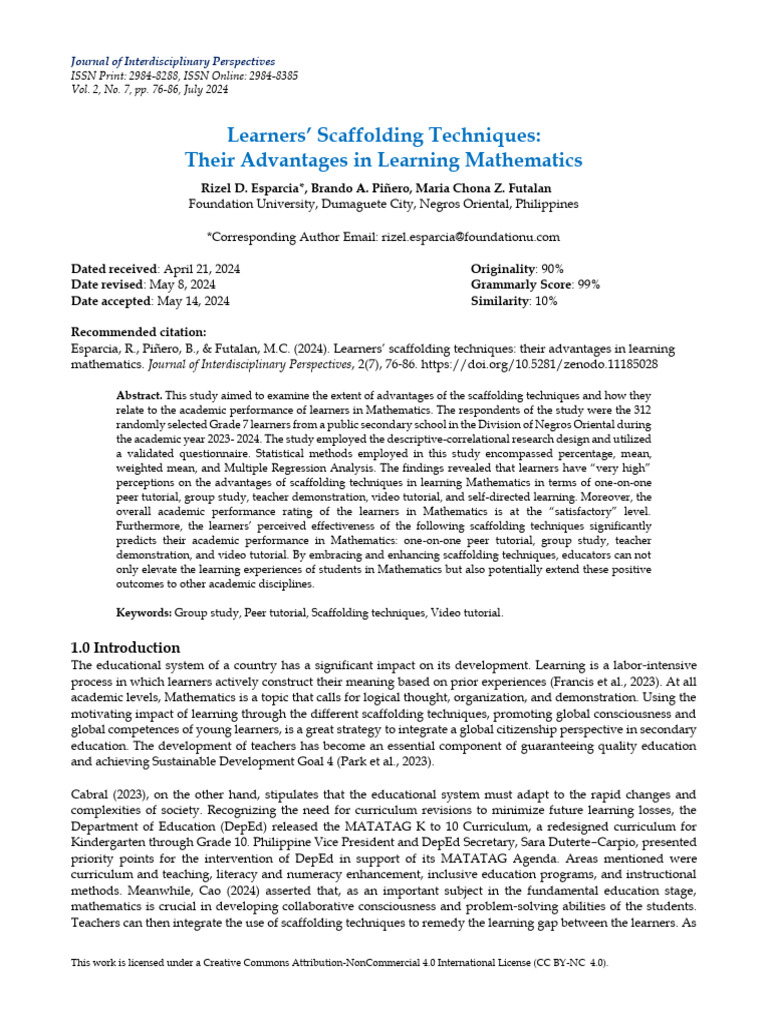 Scaffolding Techniques in Math Learning | PDF | Learning | Teachers