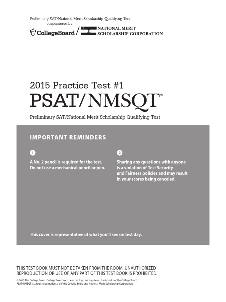 PSAT 2015 Practice Test 1 | PDF | Emma (Novel)