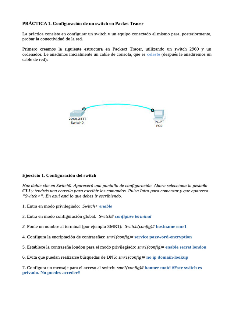 Práctica 1. Packet Tracer | PDF | Dirección IP | Gateway (Telecomunicaciones)