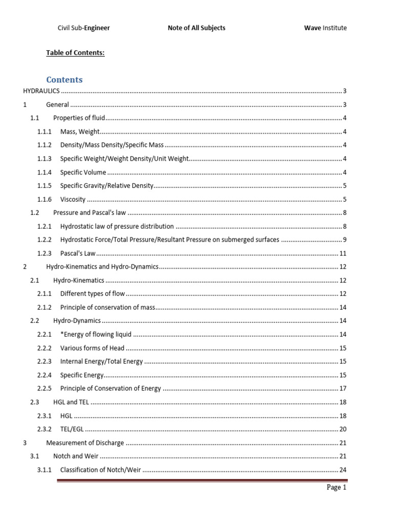 Hydraulic Notes 5th W | Download Free PDF | Fluid Dynamics | Viscosity