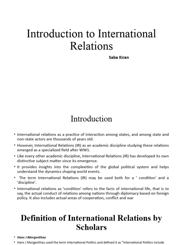 Week 1 Intro to IR | PDF | International Relations | Diplomacy