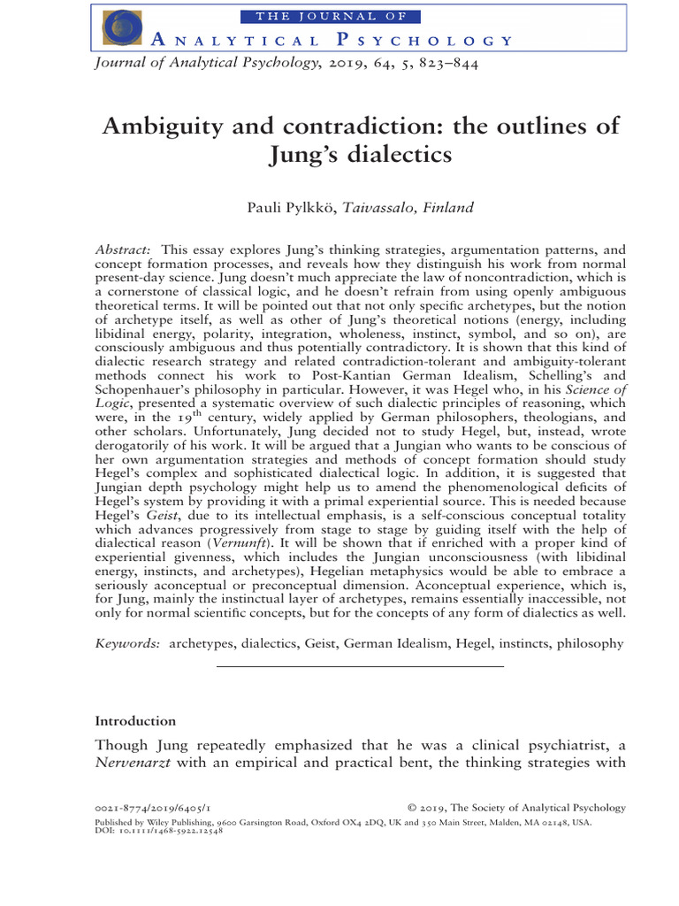 Ambiguity and Contradiction The Outlines of Jung's Dialectics | PDF | Georg Wilhelm Friedrich ...