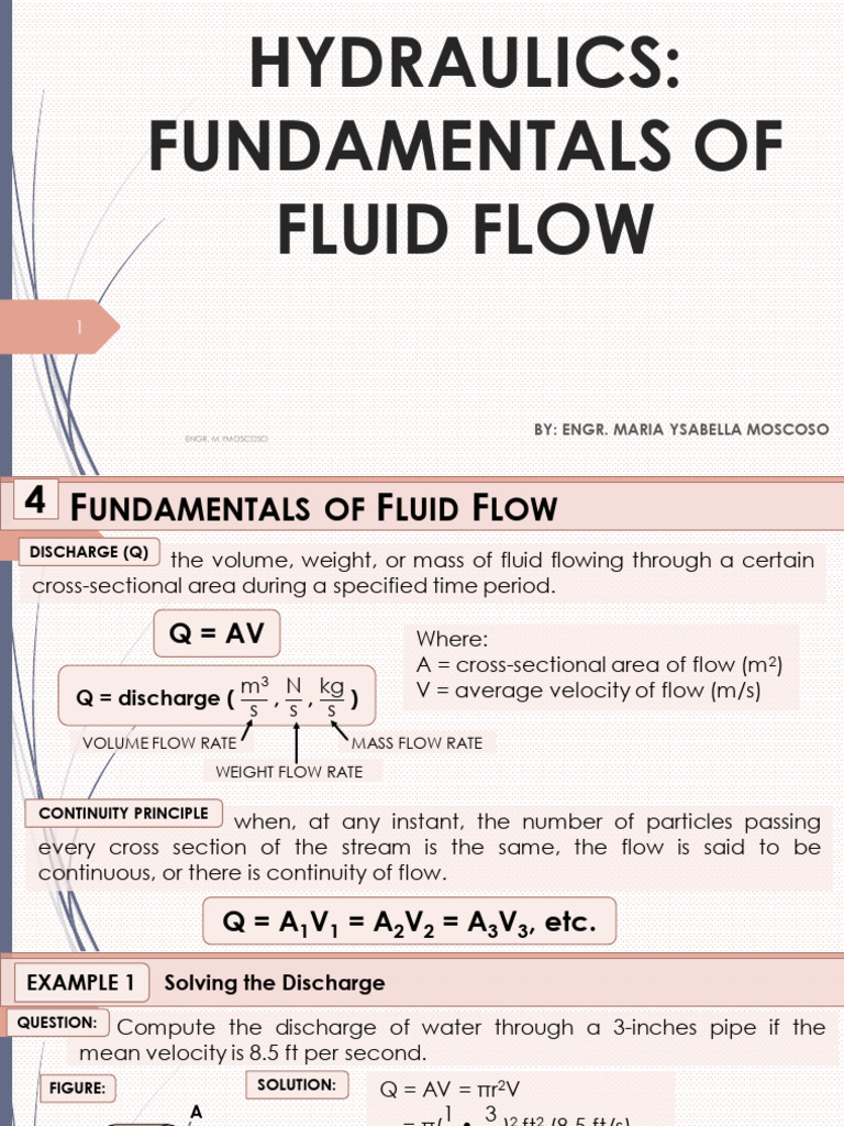 Fluid Flow Fundamentals in Hydraulics | PDF | Discharge (Hydrology) | Quantity