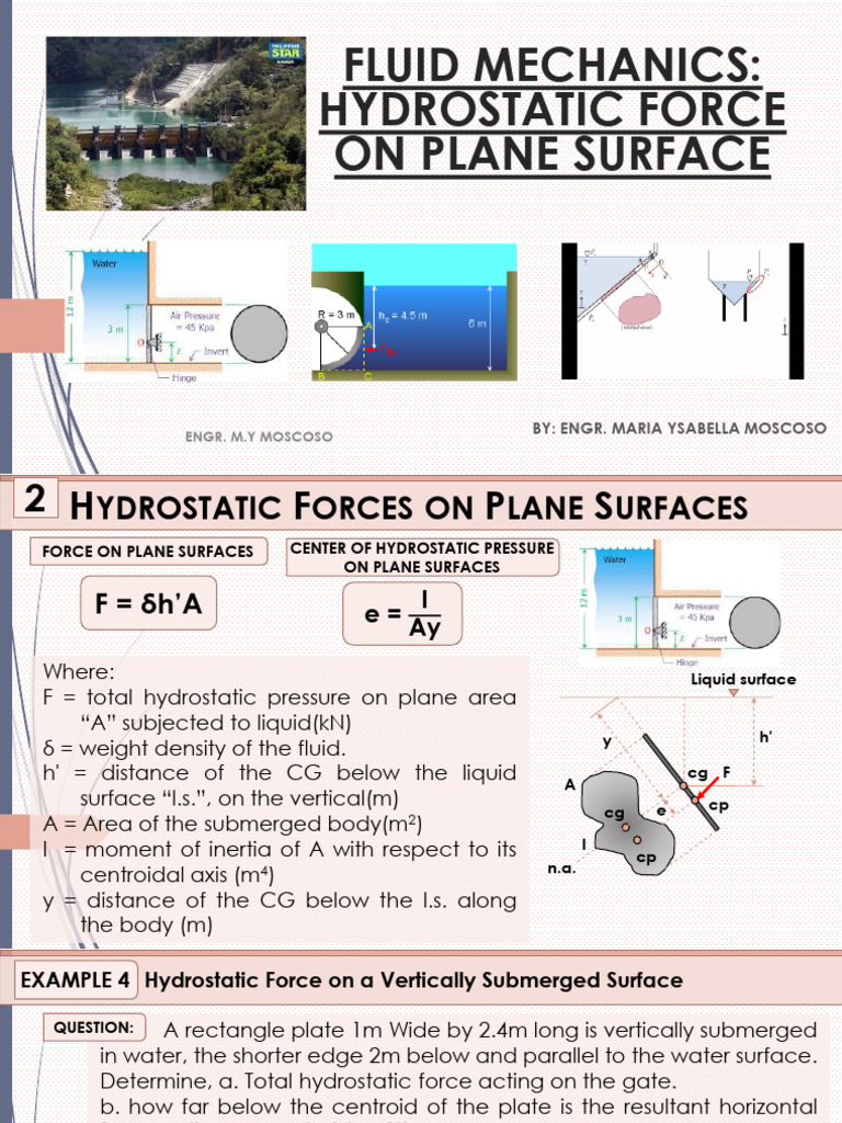Hydrostatic Forces on Plane Surfaces | PDF | Pressure | Force