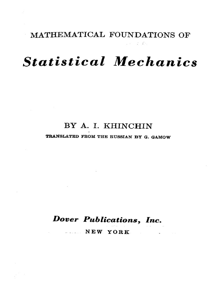 Math. Foundations of Stat. Mech. Kinchin | PDF