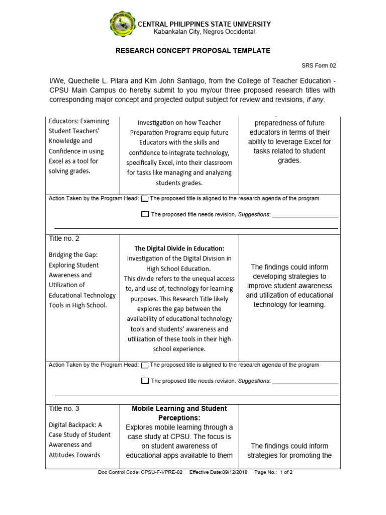 SRS FORM 2 Concept Proposal | PDF | Educational Technology | Cognition