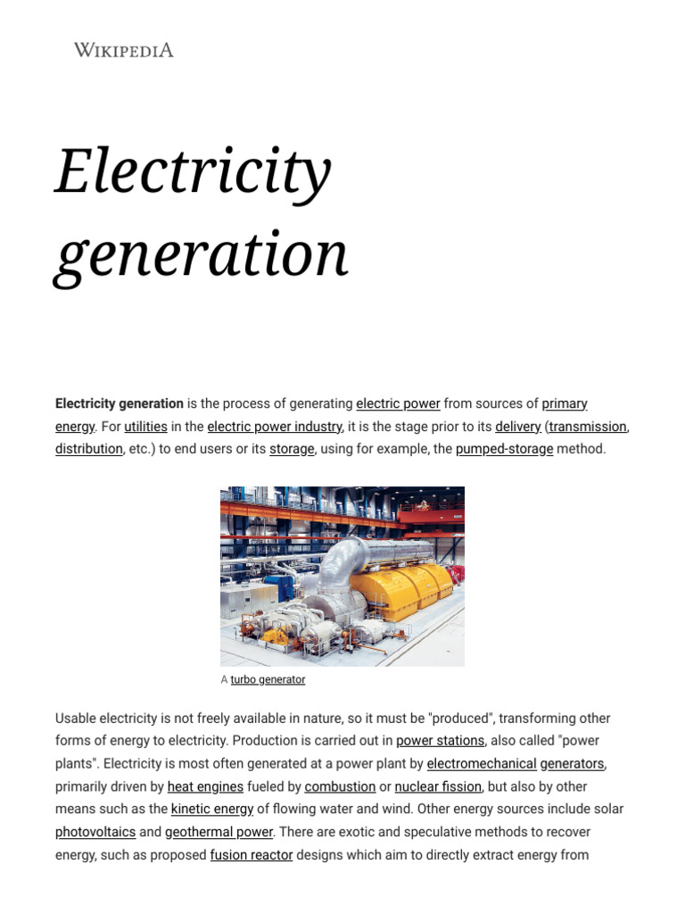 Electricity Generation Overview | PDF | Electricity Generation | Fossil ...