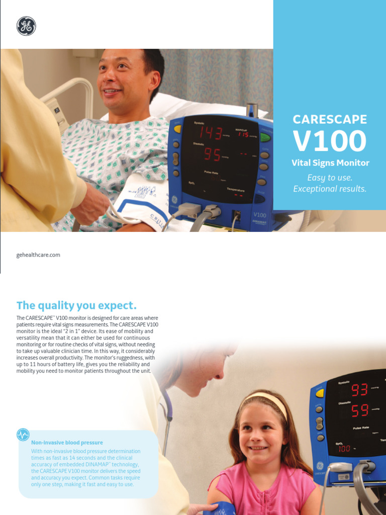 CARESCAPE - V100 - Brochure - nonCE Countries - JB66663XX | PDF | Medicine