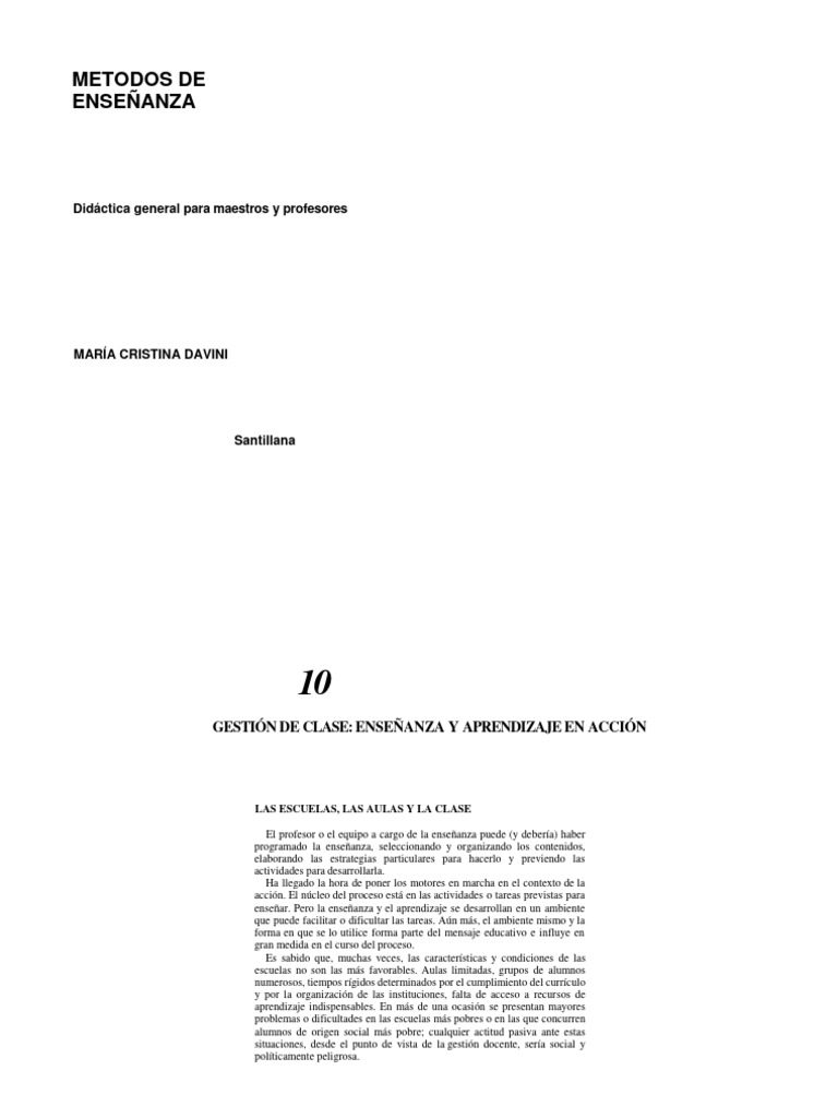DAVINI Cap 10 Gestión de La Clase | PDF | Enseñando | Salón de clases