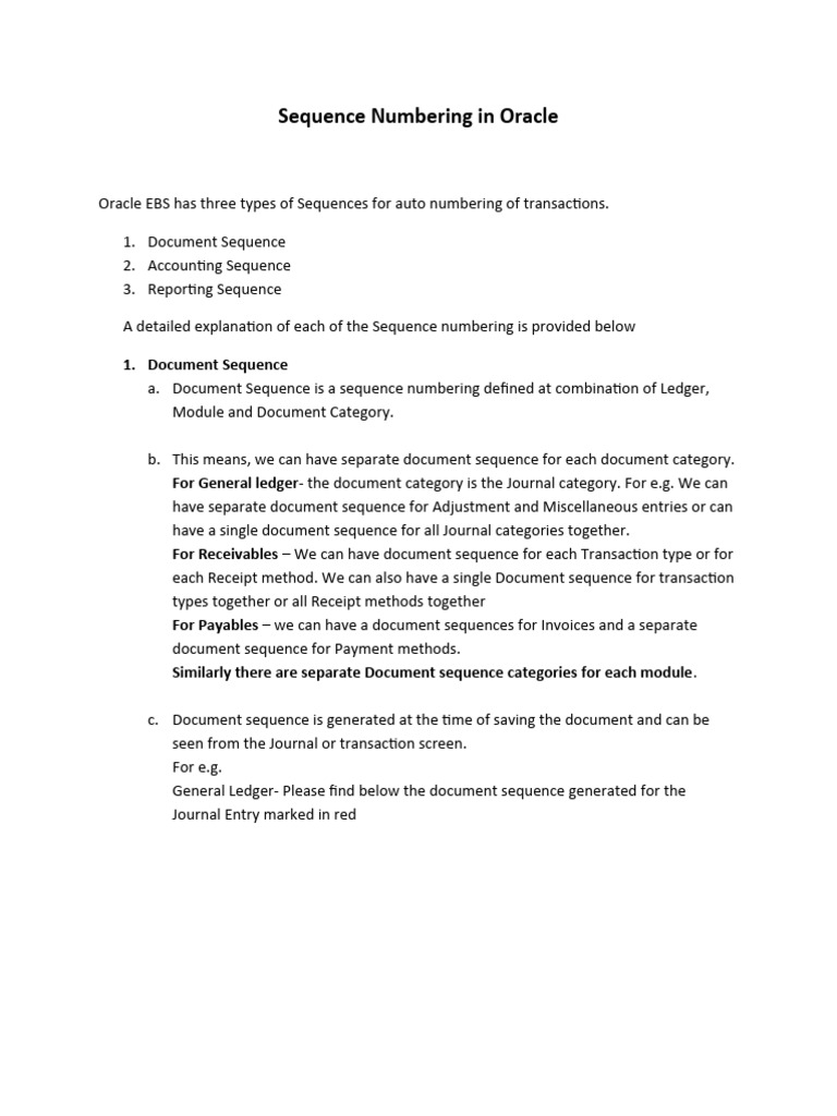 Sequence Numbering in Oracle | Download Free PDF | Receipt | Accounts ...