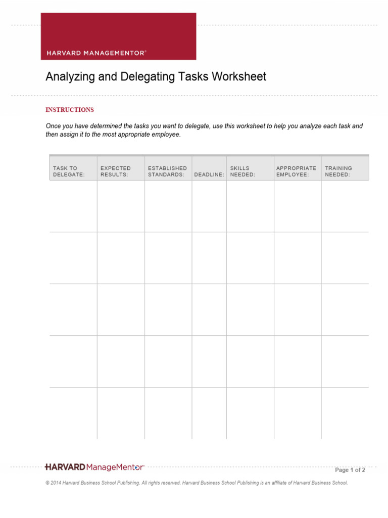 Analyzing and Delegating Tasks Worksheet | PDF