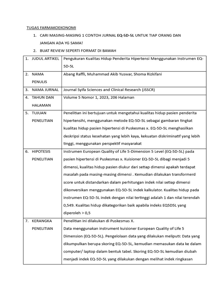 TUGAS EQ 5D-5L | PDF