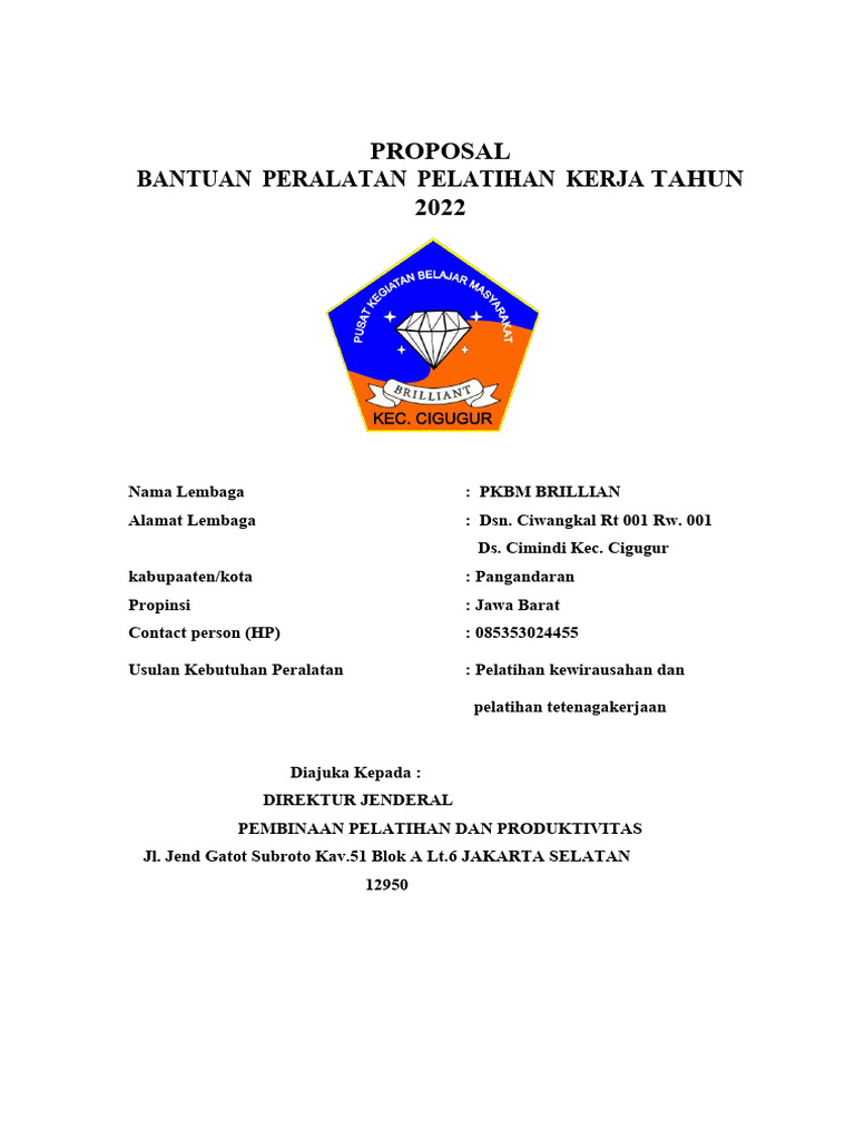 Proposal Bantuan Sarana PKBM | PDF | Ilmu Sosial