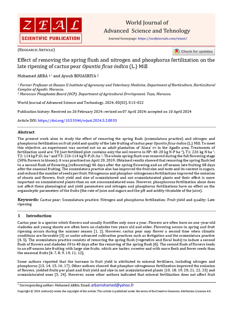 Research Article 365 Morocco Scozzolatura | PDF | Fertilizer | Fruit