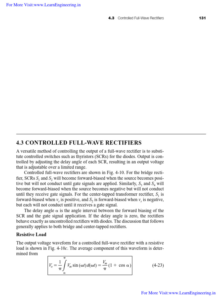 4.3 Controlled Full-Wave Rectifiers: For More Visit:Www - Learnengineering.In | PDF | Rectifier ...