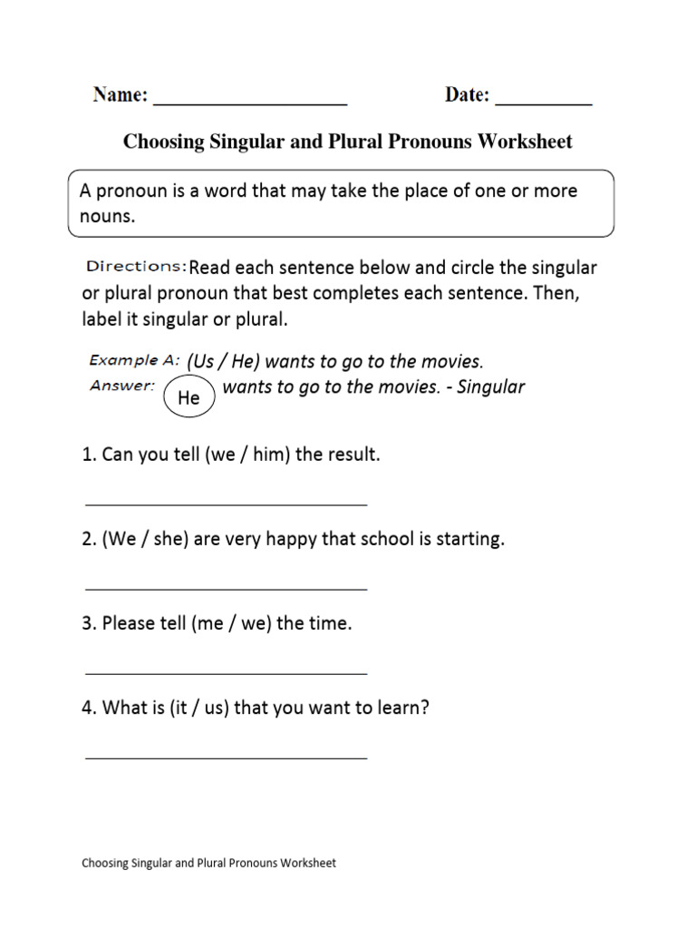 Choosing Singular Plural Pronouns 1 | PDF