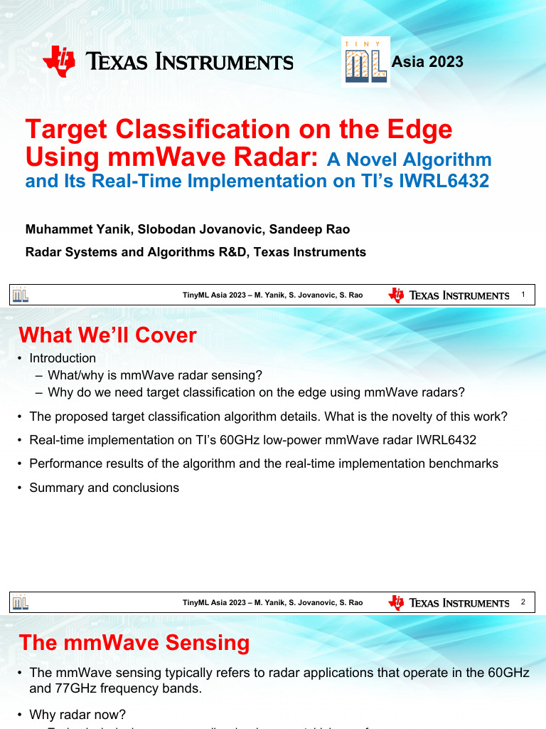 Target Classification with IWRL6432 Radar | PDF | Radar | Extremely High Frequency