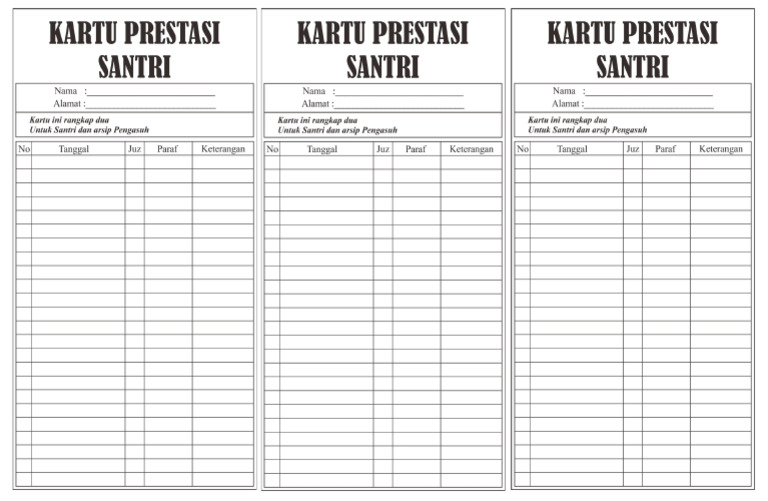 Kartu Prestasi Santri | PDF