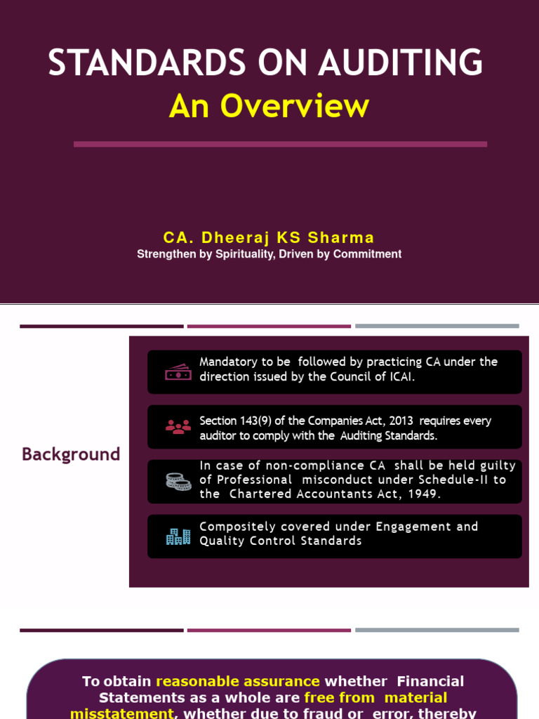 Standards On Auditing by CA Dheeraj Sharma | PDF | Audit | Financial Audit