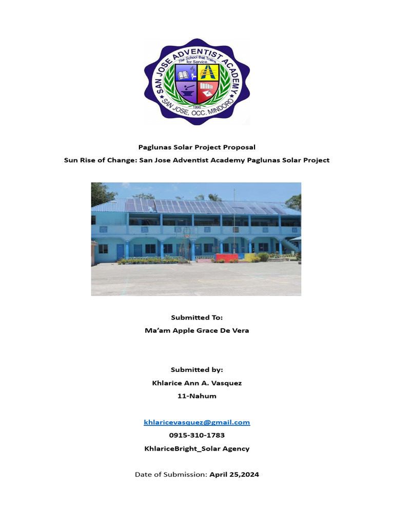 Paglunas-Solar-Project-Proposal | PDF | Solar Power | Sustainable Energy