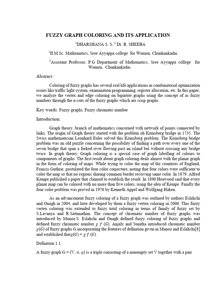 Fuzzy Graph Coloring Techniques Explained | PDF | Vertex (Graph Theory) | Mathematics