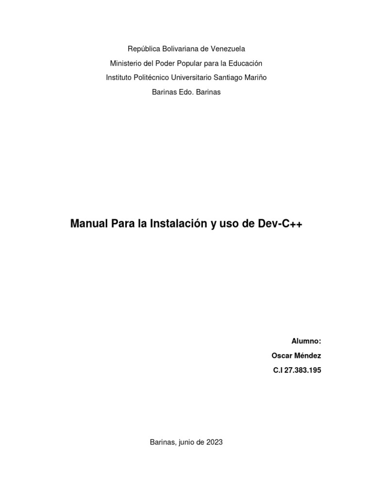 Manual de Usuario Para La Instalacion y Uso Del Dev-C++ Oscar Mendez 27383195 | PDF | Ventana ...