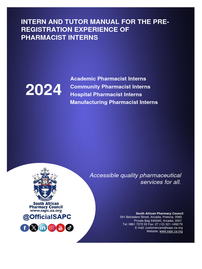 2024 SAPC Intern and Tutor Manual | PDF | Pharmacist | Pharmacy