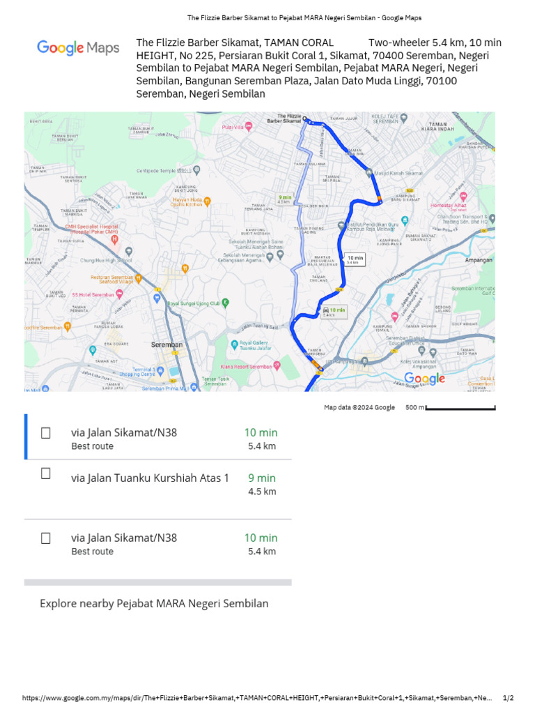 Pelan LokasiThe Flizzie Barber Sikamat - Google Maps | PDF