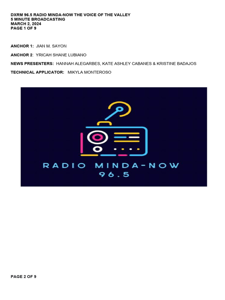 Radio Broad Scriptx.1 | PDF