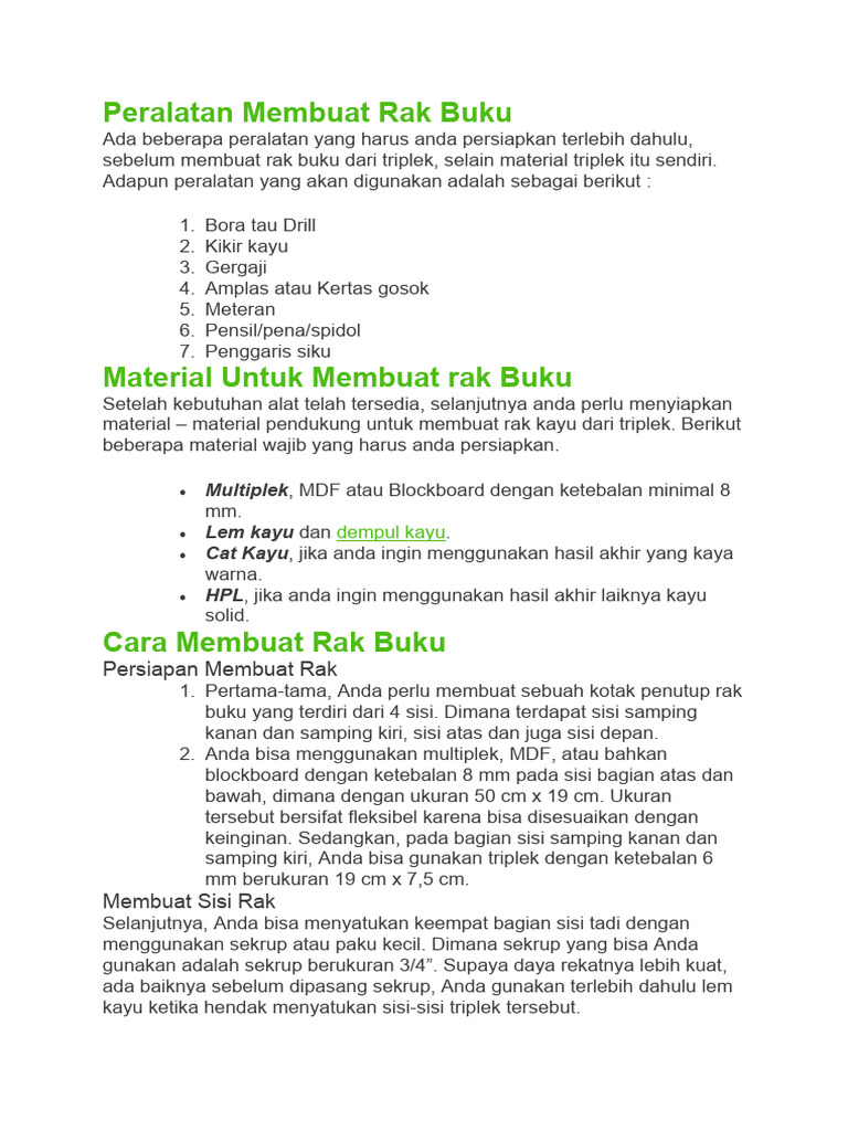 Peralatan Membuat Rak Buku | PDF