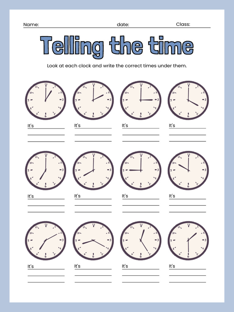 Time-Telling Practice for Kids | PDF