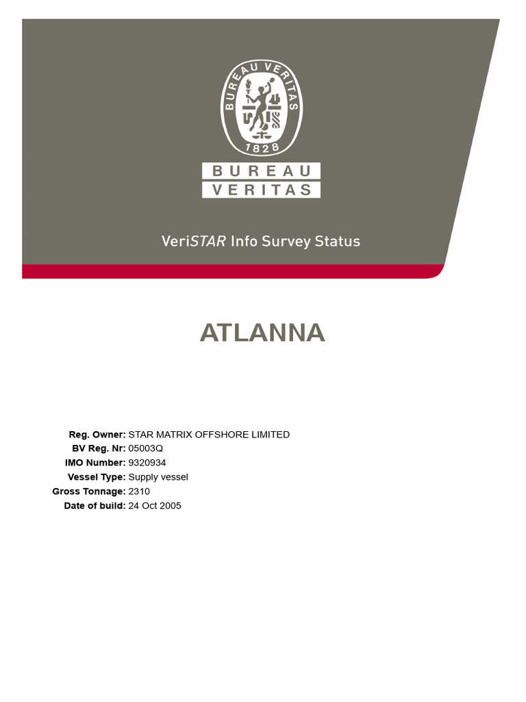 ATLANNA Vessel Survey Report | PDF | Marine Propulsion | Water Transport