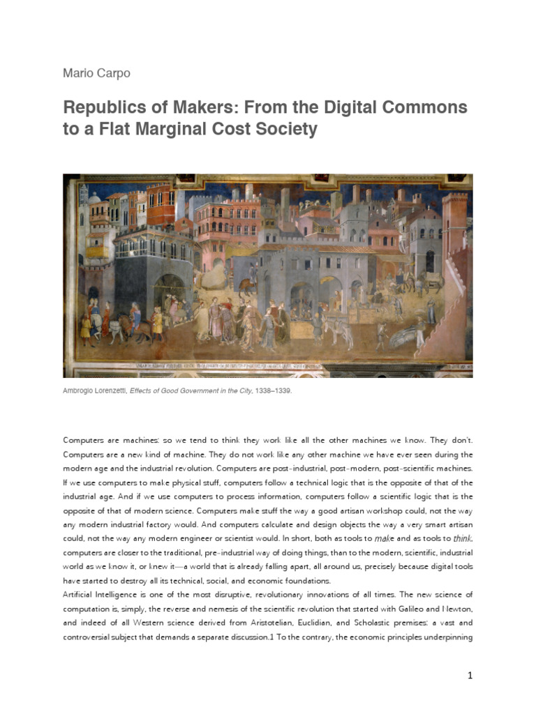 Mario Carpo - Republics of Makers | PDF | 3 D Printing | Guild