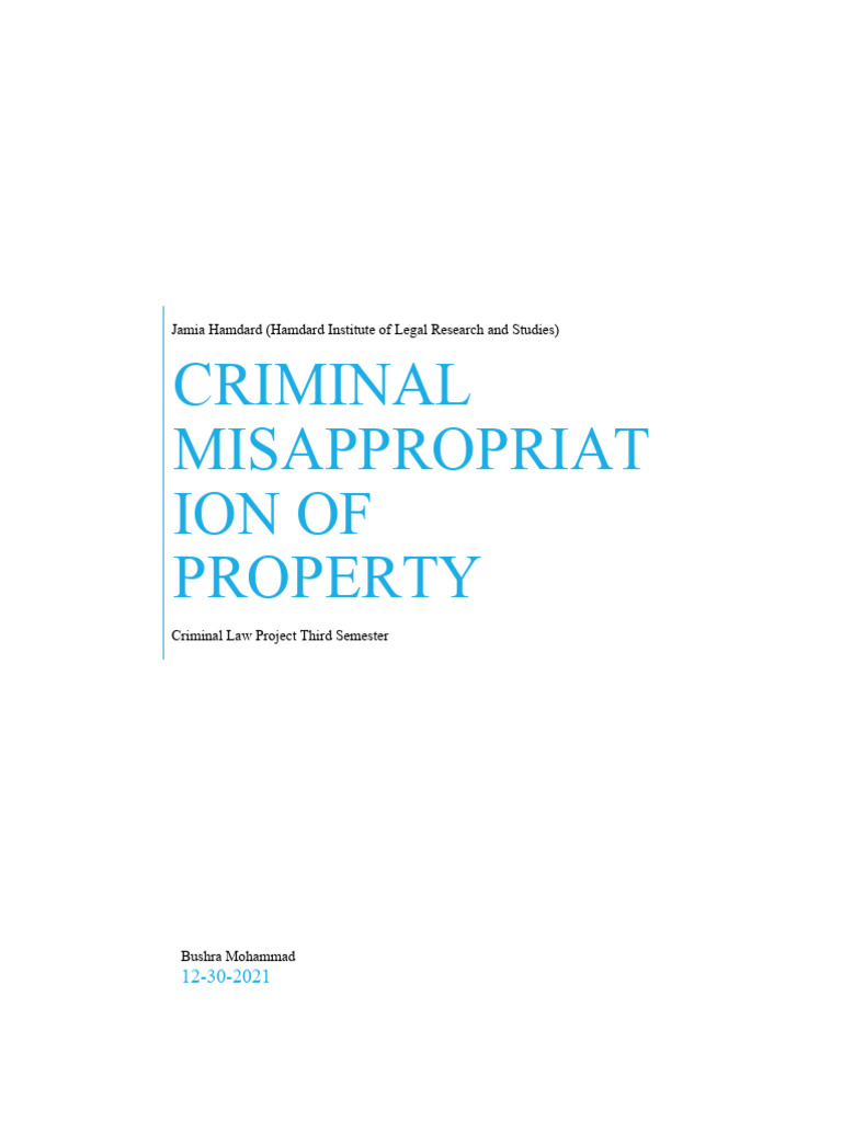 Criminal Misappropriation of Property | PDF | Theft | Conversion (Law)