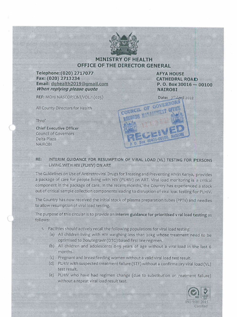 Interim Guidance On Viral Load Resumption-1 | PDF