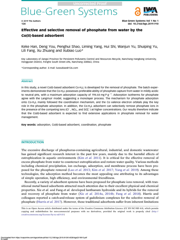 Effective and Selective Removal of Phosphate From | PDF | Adsorption ...