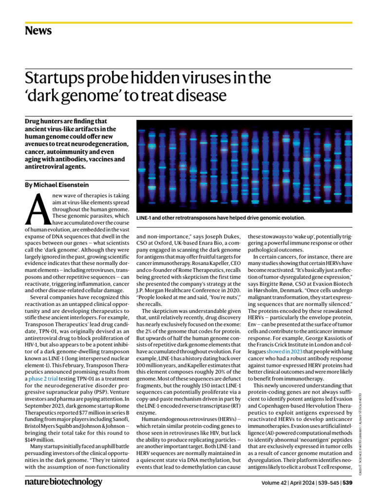 Startups Probe Hidden Viruses in The | PDF | Retrovirus | Genome