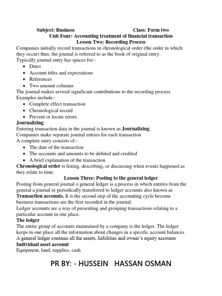 Unit Four Business Form Two | PDF | Debits And Credits | Business Economics