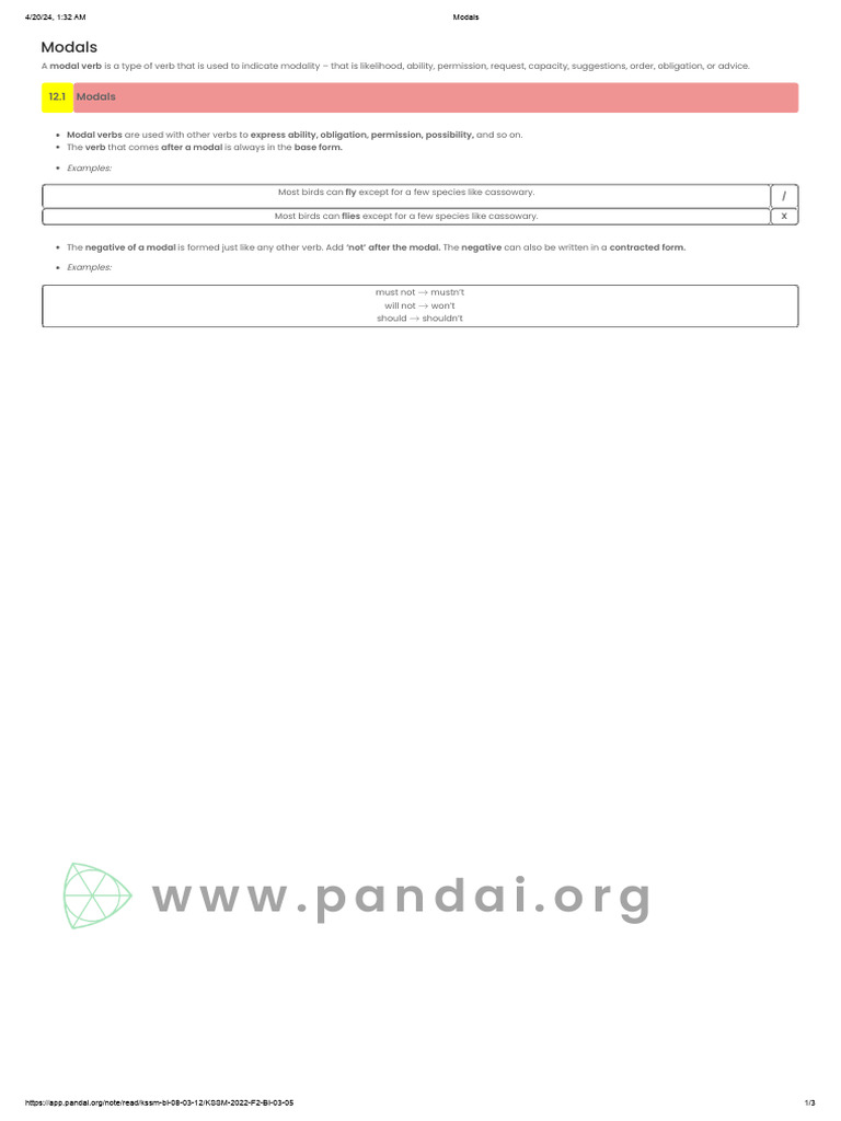 Modals | PDF | Languages | Foreign Language Studies